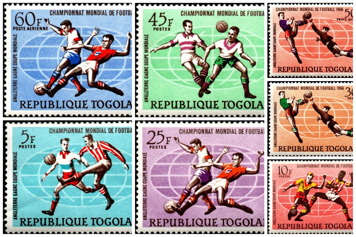 The 8th Football World Cup in England 1966 : The World In Stamps