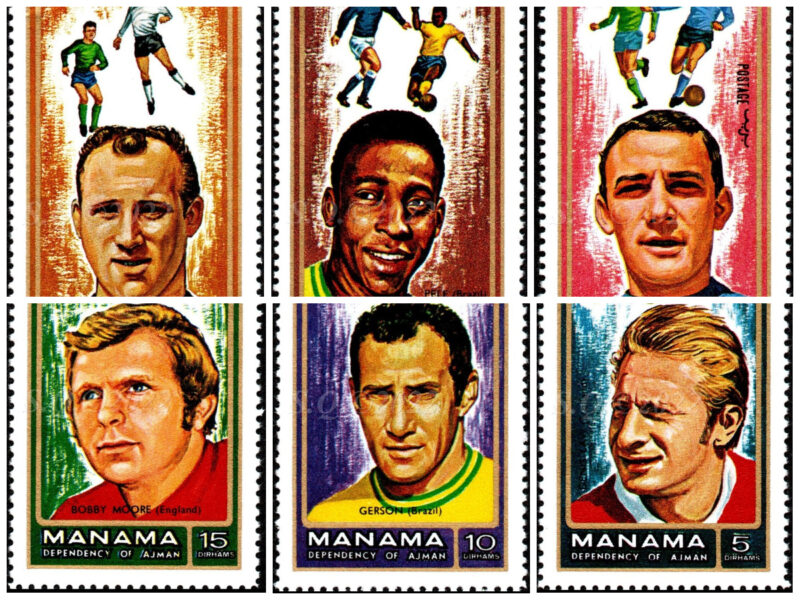 Legends Of Football Celebrated in Postage Stamps : The World In Stamps
